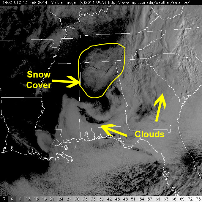 Snow Cover from Space | Alabama Weather Network
