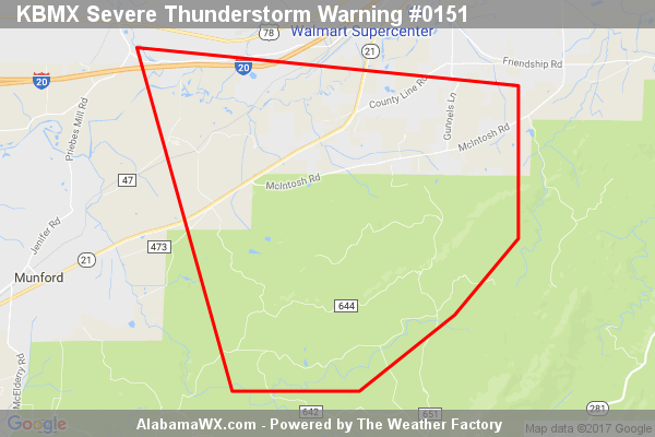 Severe Thunderstorm Warning Continues For Parts Of Talladega County ...