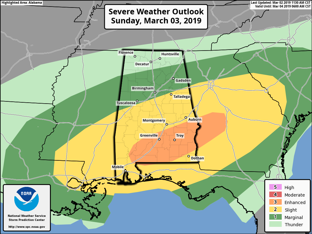 A Quick Midday Update For Sunday’s Severe Weather Threat : The Alabama ...