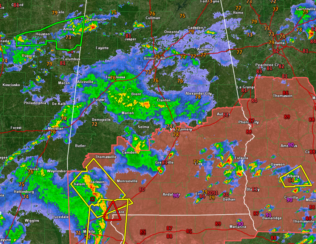 Timing on the Strong Line of Storms for South Alabama; General Radar ...