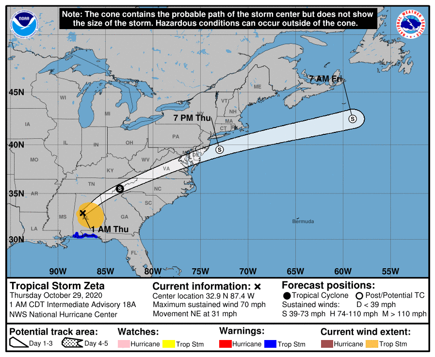 At 1:00 am, Zeta has Weakened to a Very Strong Tropical Storm : The ...