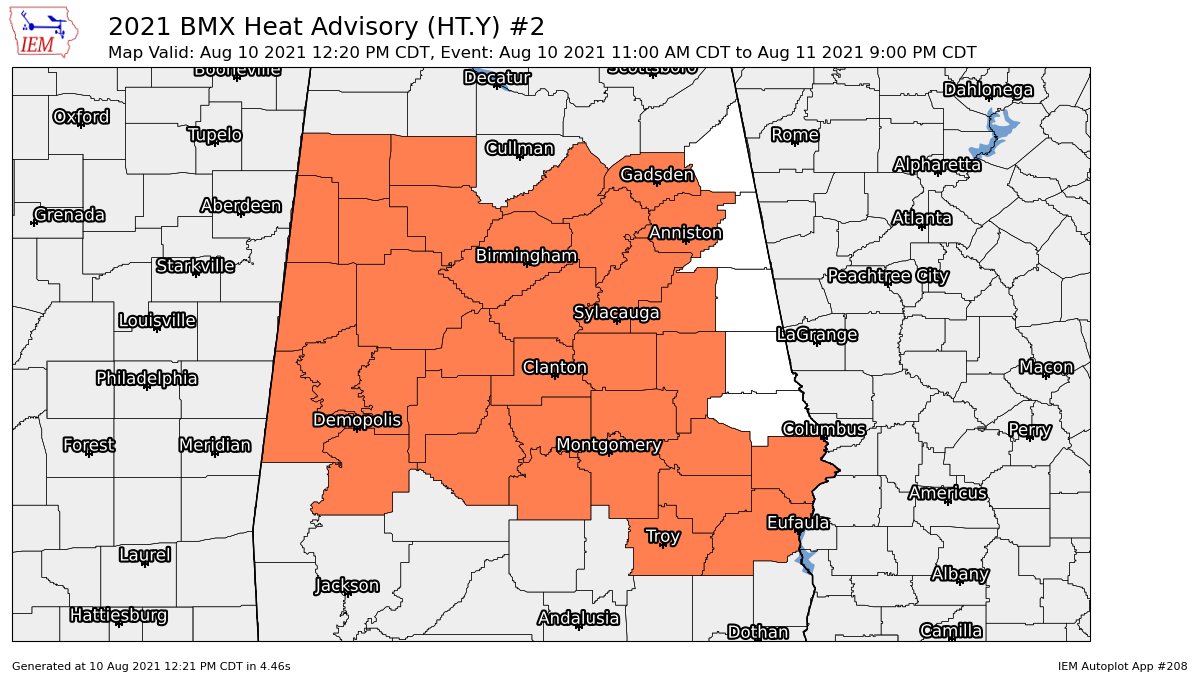 Heat Advisory Expanded in Time & Area for Central Alabama | Alabama ...
